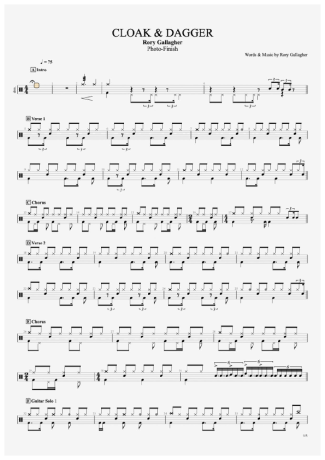 Cloak and Dagger - Rory Gallagher - Drum Sheet Music - AriaMus.com ...