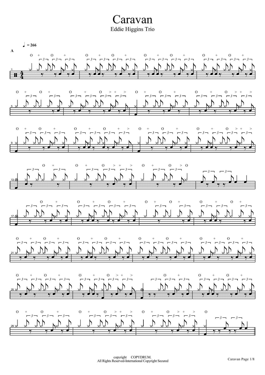 Caravan - Eddie Higgins Trio - Full Drum Transcription / Drum Sheet Mu – DrumSetSheetMusic