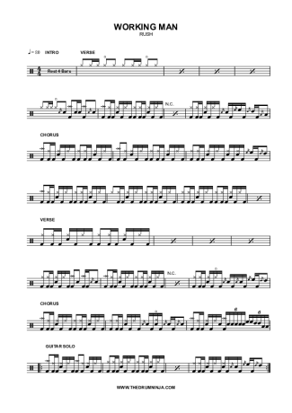 Working Man - Rush - Drum Sheet Music - AriaMus.com – DrumSetSheetMusic