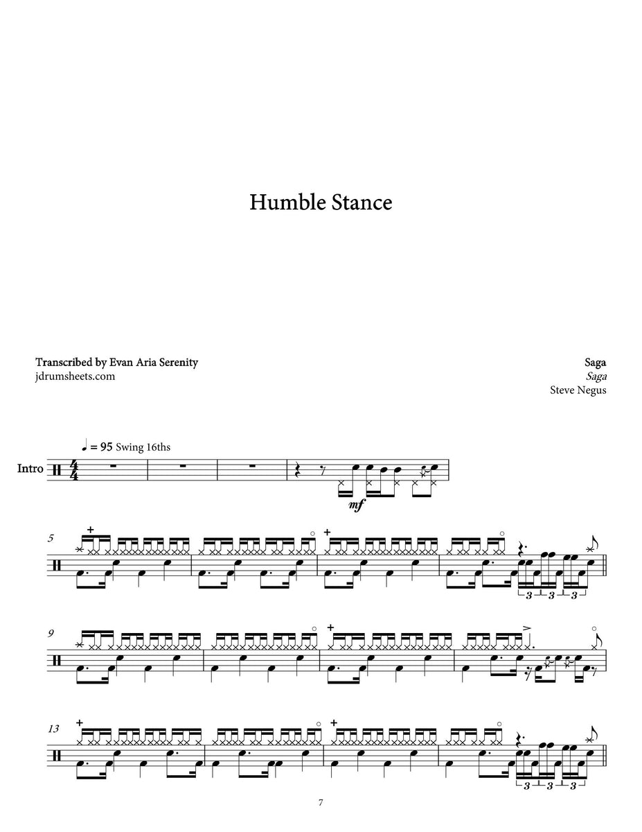 Humble Stance - Saga - Drum Sheet Music - Jaslow Drum Sheets ...
