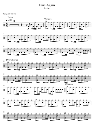 Fine Again - Seether - Drum Sheet Music - AriaMus.com – DrumSetSheetMusic