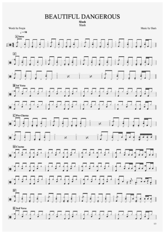 Beautiful Dangerous - Slash - Drum Sheet Music - AriaMus.com ...
