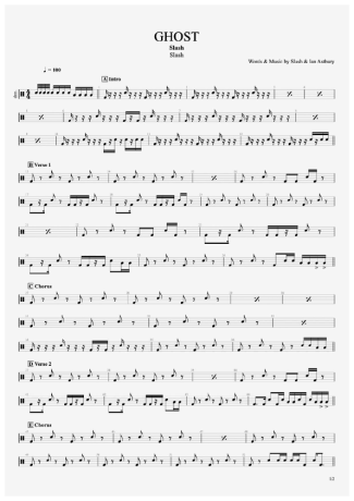 Ghost - Slash - Drum Sheet Music - AriaMus.com – DrumSetSheetMusic