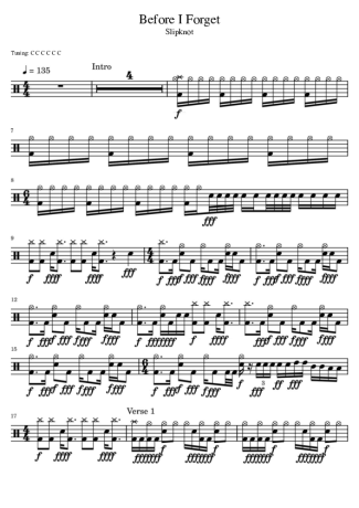 Before I Forget - Slipknot - Drum Sheet Music - AriaMus.com – DrumSetSheetMusic