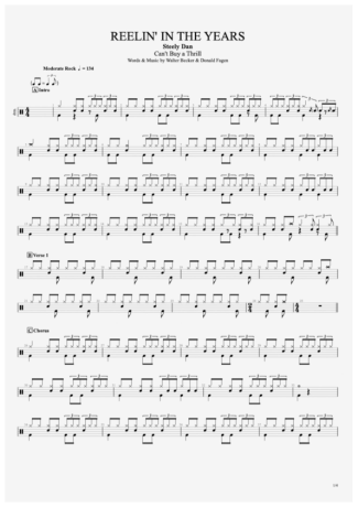 Reelin' in the Years - Steely Dan - Drum Sheet Music - AriaMus.com – DrumSetSheetMusic