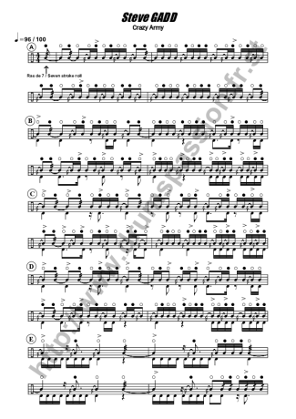 Crazy Army - Steve Gadd - Drum Sheet Music - AriaMus.com – DrumSetSheetMusic