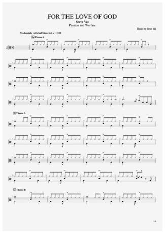 For the Love of God - Steve Vai - Drum Sheet Music - AriaMus.com – DrumSetSheetMusic