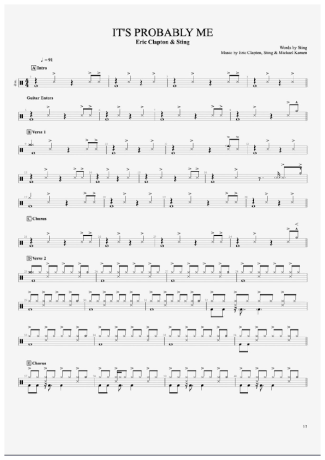 It's Probably Me - Sting - Drum Sheet Music - AriaMus.com ...