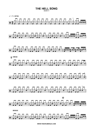The Hell Song - Sum 41 - Drum Sheet Music - AriaMus.com – DrumSetSheetMusic