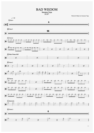 Bad Wisdom - Suzanne Vega - Drum Sheet Music - AriaMus.com ...