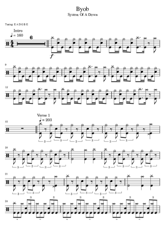 B.Y.O.B. - System of a Down - Drum Sheet Music - AriaMus.com ...