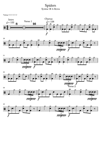 Spiders - System of a Down - Drum Sheet Music - AriaMus.com ...