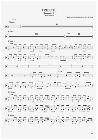 Tribute - Tenacious D - Drum Sheet Music - AriaMus.com – DrumSetSheetMusic