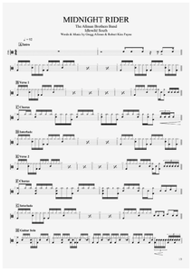 Midnight Rider - The Allman Brothers Band - Drum Sheet Music - AriaMus ...