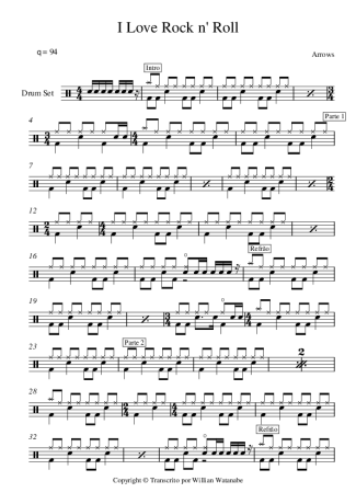 I Love Rock and Roll - The Arrows - Drum Sheet Music - AriaMus.com ...