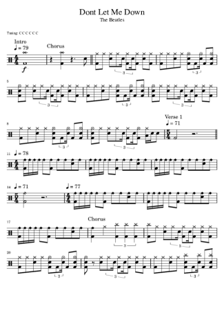 Don't Let Me Down - The Beatles - Drum Sheet Music - – DrumSetSheetMusic