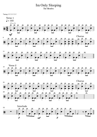 I'm Only Sleeping - The Beatles - Drum Sheet Music - AriaMus.com ...