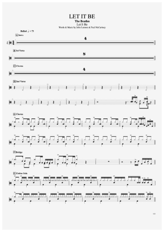 Let It Be - The Beatles - Drum Sheet Music - AriaMus.com – DrumSetSheetMusic