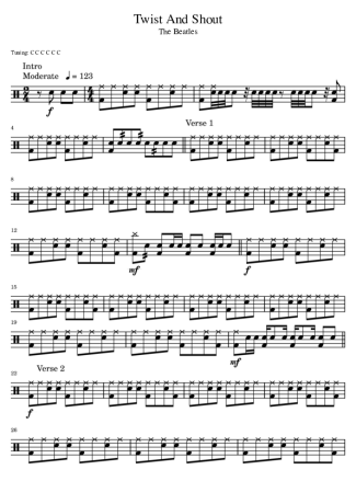 Twist and Shout - The Beatles - Drum Sheet Music - AriaMus.com ...