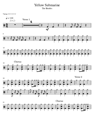 Yellow Submarine - The Beatles - Drum Sheet Music - AriaMus.com ...