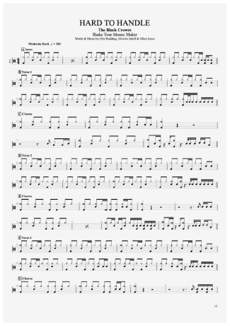Hard to Handle - The Black Crowes - Drum Sheet Music - AriaMus.com ...