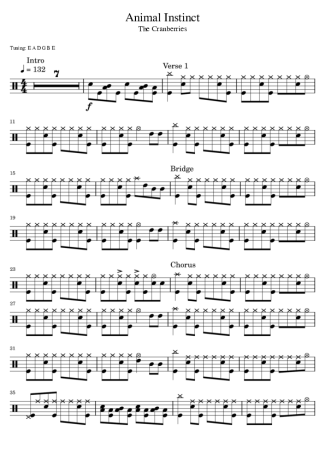 Animal Instinct - The Cranberries - Drum Sheet Music - AriaMus.com ...