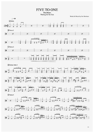 Five to One - The Doors - Drum Sheet Music - AriaMus.com – DrumSetSheetMusic