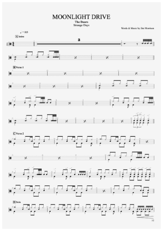 Moonlight Drive - The Doors - Drum Sheet Music - AriaMus.com – DrumSetSheetMusic