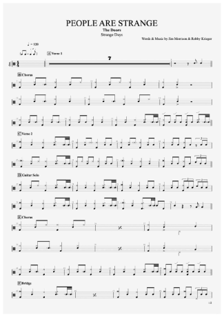 People Are Strange - The Doors - Drum Sheet Music - AriaMus.com – DrumSetSheetMusic