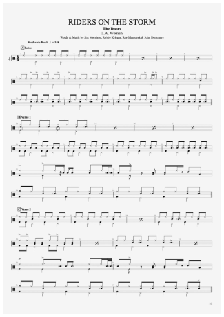 Riders on the Storm - The Doors - Drum Sheet Music - AriaMus.com – DrumSetSheetMusic