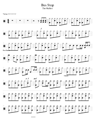 Bus Stop - The Hollies - Drum Sheet Music - AriaMus.com – DrumSetSheetMusic