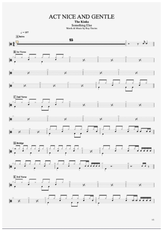 Act Nice and Gentle - The Kinks - Drum Sheet Music - AriaMus.com ...
