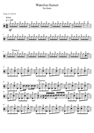 Waterloo Sunset - The Kinks - Drum Sheet Music - AriaMus.com ...