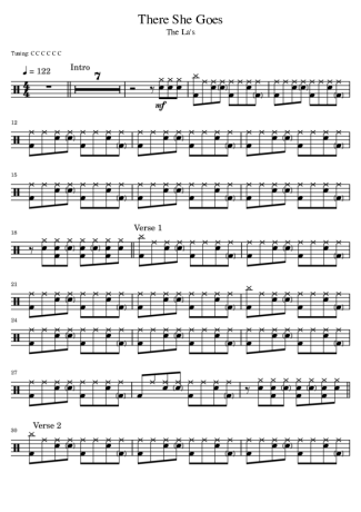 There She Goes - The La's - Drum Sheet Music - AriaMus.com – DrumSetSheetMusic