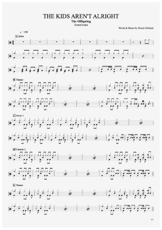 The Kids Aren't Alright - The Offspring - Drum Sheet Music - AriaMus ...