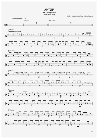 Angie - The Rolling Stones - Drum Sheet Music - AriaMus.com – DrumSetSheetMusic