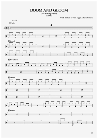 Doom and Gloom - The Rolling Stones - Drum Sheet Music - AriaMus.com ...
