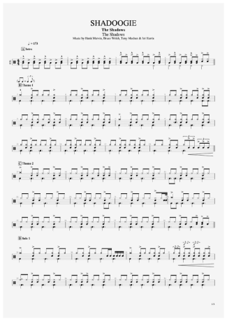 Shadoogie - The Shadows - Drum Sheet Music - AriaMus.com – DrumSetSheetMusic