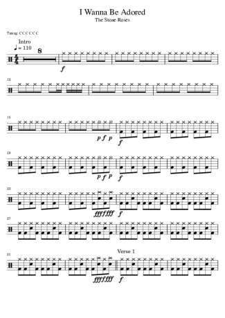 I Wanna Be Adored - The Stone Roses - Drum Sheet Music - AriaMus.com ...