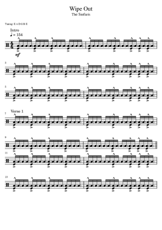 Wipe Out - The Surfaris - Drum Sheet Music - AriaMus.com ...