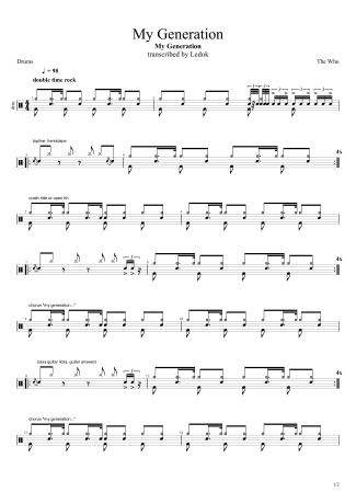 My Generation - The Who - Drum Sheet Music - AriaMus.com ...