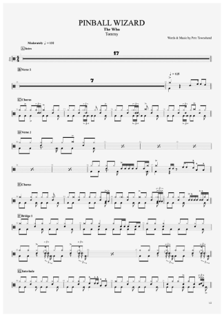 Pinball Wizard - The Who - Drum Sheet Music - AriaMus.com ...