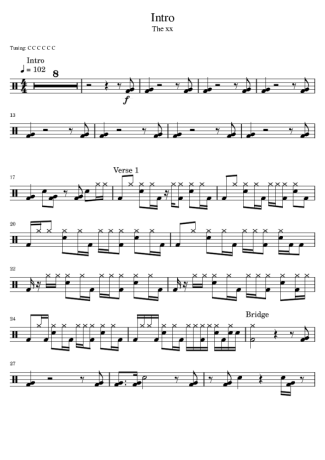 Intro - The XX - Drum Sheet Music - AriaMus.com – DrumSetSheetMusic