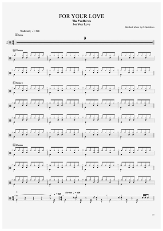 For Your Love - The Yardbirds - Drum Sheet Music - AriaMus.com ...