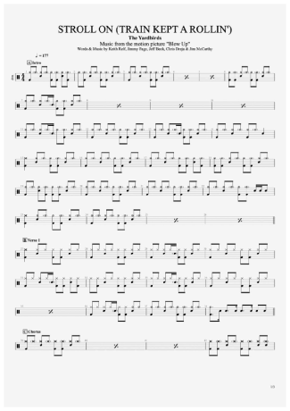 The Train Kept a Rollin - The Yardbirds - Drum Sheet Music - AriaMus ...