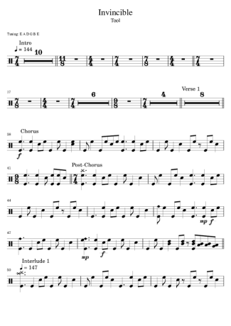 Invincible - Tool - Drum Sheet Music - AriaMus.com – DrumSetSheetMusic