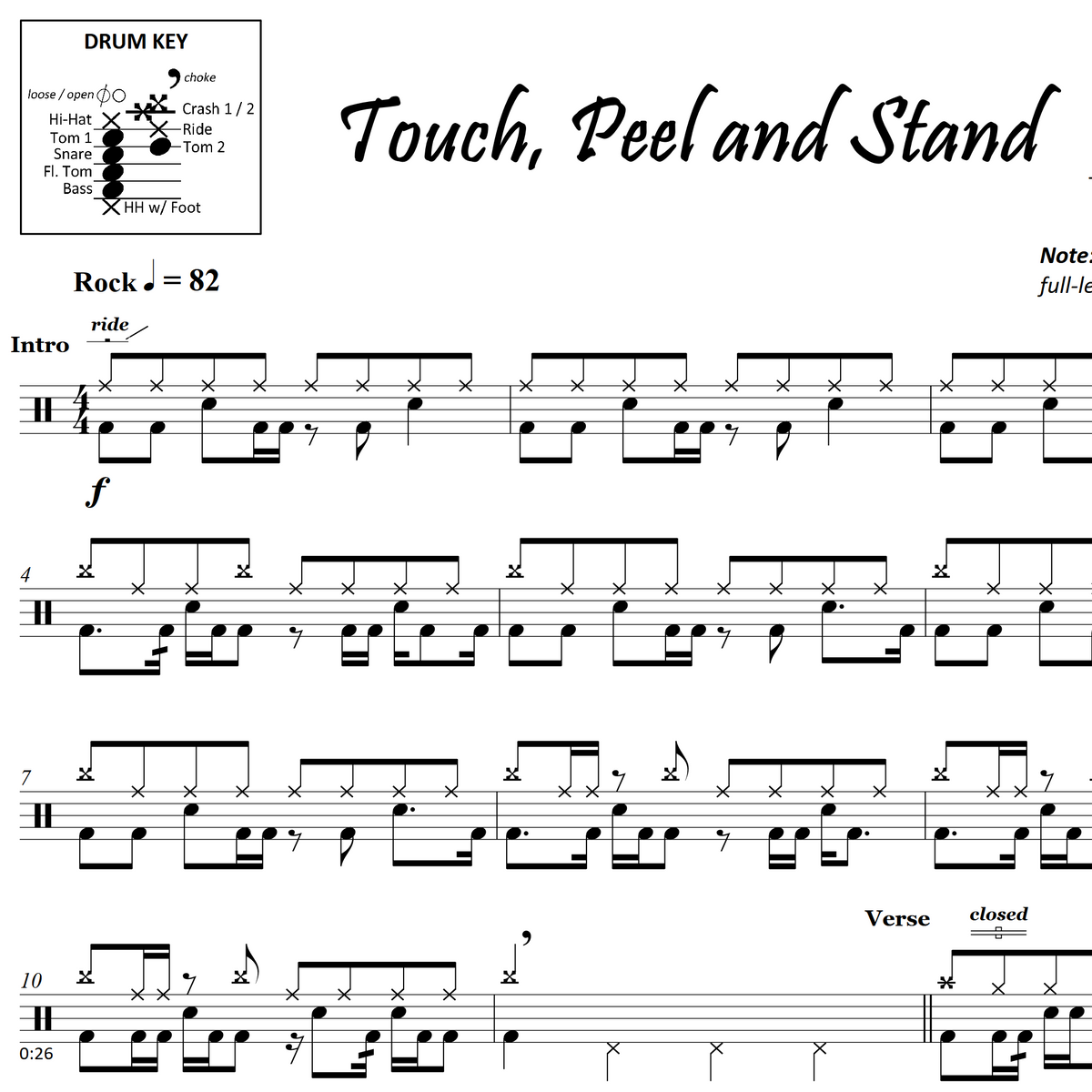 Touch, Peel and Stand - Days of the New - Drum Sheet Music ...