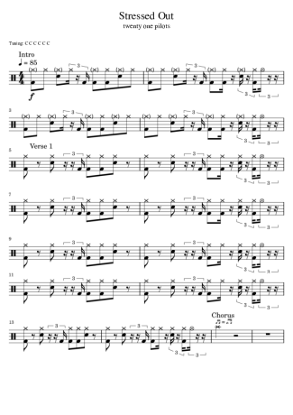 Stressed Out - Twenty One Pilots - Drum Sheet Music - AriaMus.com ...