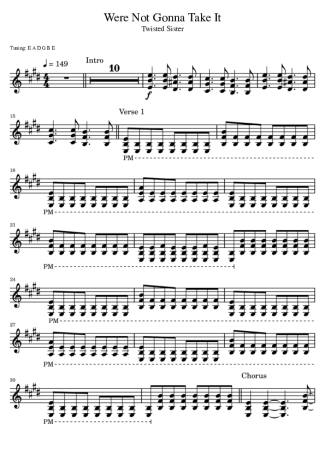 We're Not Gonna Take It - Twisted Sister - Drum Sheet Music - AriaMus ...