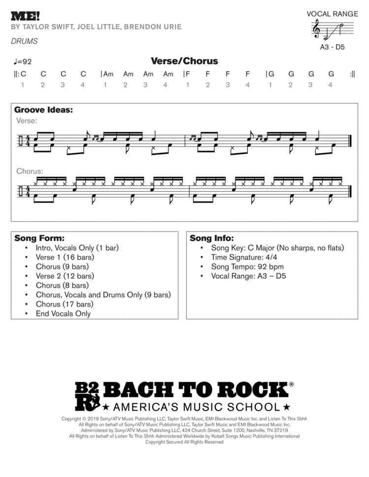 Me! - Taylor Swift - Drum Sheet Music - SheetMusicDirect.com (Bach to ...